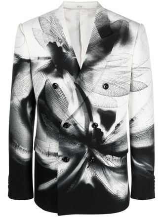 Alexander McQueen blazer Dragonfly Shadow &agrave; boutonni&egrave;re crois&eacute;e - Noir