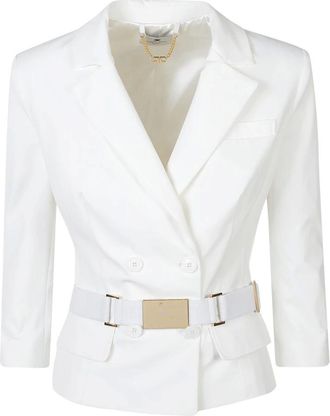 Elisabetta Franchi Femme, Vestes, Blanc, Taille: 40 FR Veste Technique en Tissu Bi-&eacute;lastique