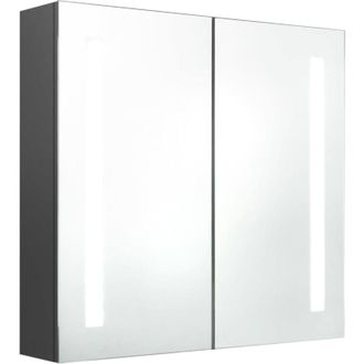 vidaXL LED-Spiegelschrank f&uuml;rs Bad Grau 62x14x60 cm - Vidaxl