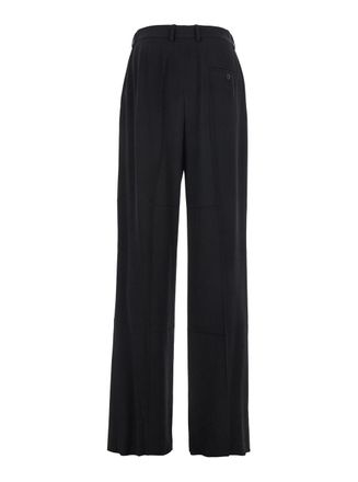 Balenciaga Mens Black Wool Blend Pants With Belt Loops Viscose Trousers