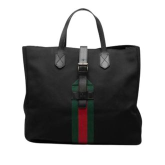 Gucci Pre-owned Sherry Line Canvas Leather Tote Bag - - Pre-owned - Damen - Schwarzk - ONE SIZE