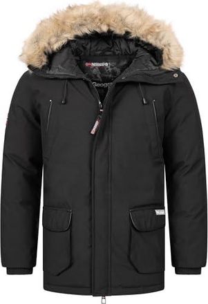 Geographical Norway Claude Men - Doudoune Homme Capuche - Chaude Matelassee Automne Hiver - Veste Manteau Chaud - Blouson Ski Coupe Vent Manches Longues Rembourrage - Par