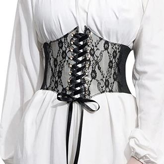 Generic Ceinture Femme Grande Taille - Ceinture Corset Femme &Eacute;l&eacute;gante Bustier Cincher Large Taille Lacets Mesh Transparent Sans Bretelles Sous Poitrine