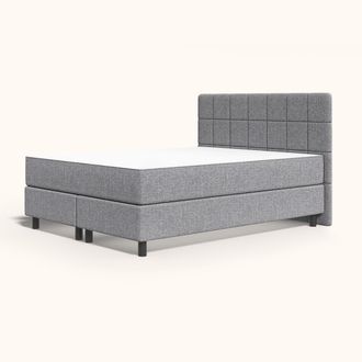 Emma Original Boxspringbett Komfort 160x200 cm - hellgrau - F&uuml;&szlig;e Schwarz - Kopfteil gesteppt