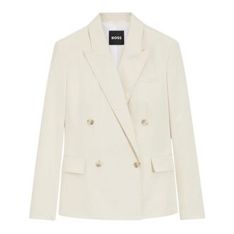 HUGO BOSS Femme, Vestes, Beige, Taille: 48 FR Blazer d&eacute;structur&eacute; &agrave; double boutonnage