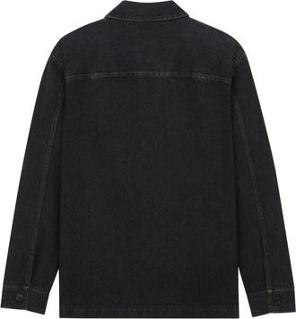 Saint Laurent Cotton Denim with Cassandre Embroidery Overshirt - Black