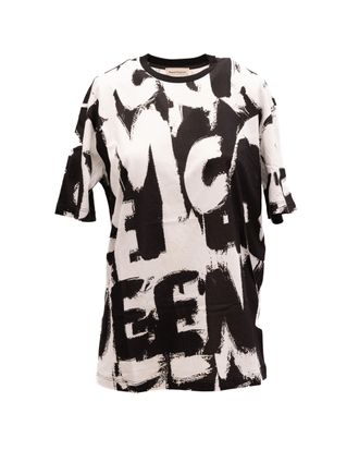 Alexander McQueen Abstract Print Cotton T-Shirt - Black