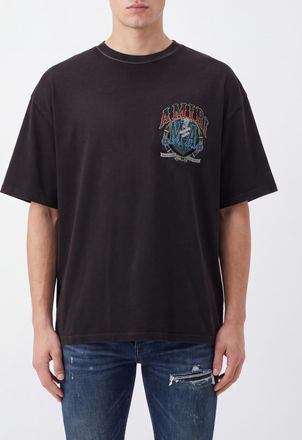 Amiri Baumwoll-T-Shirt in Relaxed Fit mit Kontrastlogo und &uuml;berschnittenen Schultern