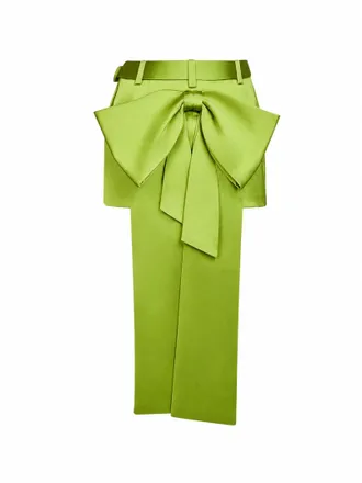 Self Portrait Womens Mini Skirt Green Satin With Belt Polyester