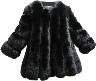 Generic Manteau dhiver chaud en fausse fourrure pour femme, &eacute;pais, doux et duveteux, grande taille, manteau moelleux