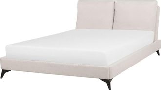 Beliani Elegantes Polsterbett in Beige Leinenoptik mit Lattenrost 140 x 200 cm Melle