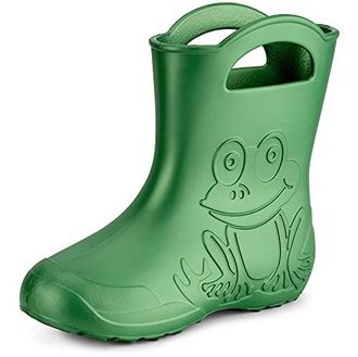 Ladeheid bottes de pluie femme ultra l&eacute;g&egrave;res en EVA imperm&eacute;ables semelle antid&eacute;rapante poign&eacute;es faciles motif grenouille LA-CA-09 (Vert &Eacute;meraude, 40/41 EU)