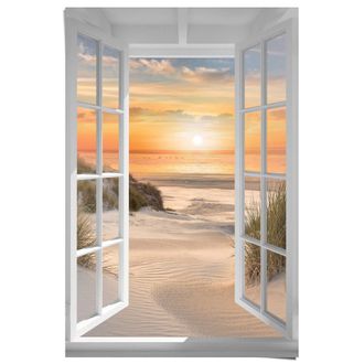 Reinders Poster, Beautiful Dunes Window, Wohnzimmer, Poster, Wanddeko, Room Decor, 150 gr. gl&auml;nzend Bilderdruckpapier, Orange, 91,5 x 61