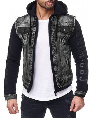 Cipo & Baxx Herren Jeans Jacke CJ155-bans Schwarz S