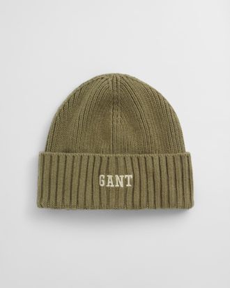 GANT Kinder Graphic Beanie aus Baumwolle (L-XL) OLIVE Grün