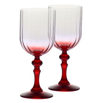 Krosno Farbverlauf-Weingl&auml;ser f&uuml;r Rot- und Wei&szlig;wein, Mocktails, Wasser mit farbigem Stiel - 300 ml Set 2 Stk. - bleifreies Kristallglas - Sp&uuml;lmaschinenfest -