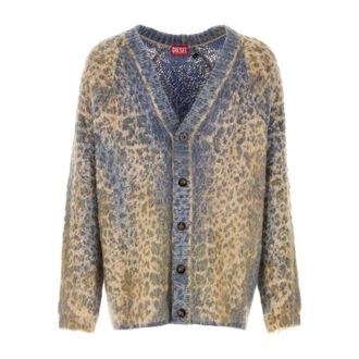 Diesel Bedruckte Strickjacke aus Baumwollmischung - - Knitwear - Herren - Mehrfarbig - S