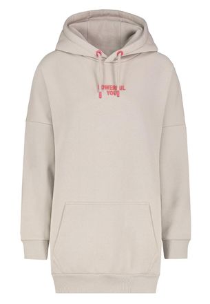 Sublevel Damen Long Hoodie Oversize LSL-488 l&auml;ssiges Kapuzensweatshirt Longshirt Light Beige S/M