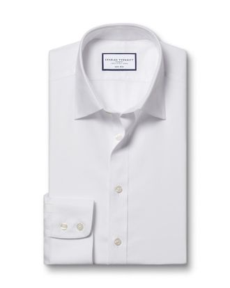 CHARLES TYRWHITT B&uuml;gelfreies Twill-Hemd - Wei&szlig; Knopfmanschette