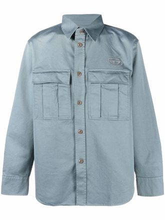 Diesel chemise S-Row &agrave; boutonni&egrave;re - Bleu