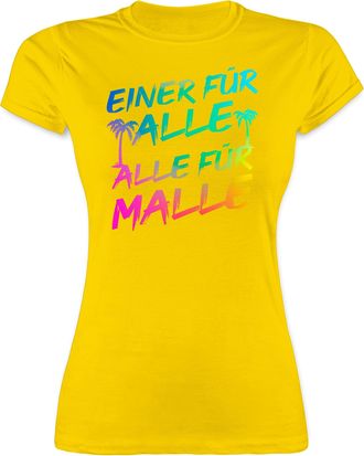 Shirtracer Shirt Damen - Urlaub - Einer f&uuml;r alle Alle f&uuml;r Malle I Mallorca Party I Malle f&uuml;r alle - L - Gelb - Mallorca-t-Shirt t Reise Tshirt Outfit t-Shirt spr