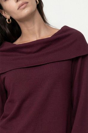 Monari Sweatshirt Sweatshirt Basic Carmenkragen Regular fit mit Carmenausschnitt
