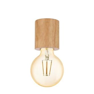 Eglo Deckenleuchte Turialdo, 1 flammige Aufbauleuchte Industrial, Vintage, aus Holz und Stahl, Deckenlampe in Natur, Schwarz, Aufbaulampe mit E27 Fassung