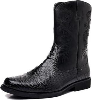 Generic Bottes De Cowboy pour Les Homme - Bottes De Cowboy Western Boot pour Homme avec Bottes De Cowboy À Bout Carré,Noir,43 EU