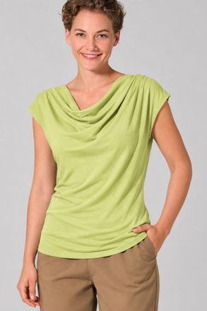 Hempage Hempage Damen vegan Top Wasserfallausschnitt Lind Gr&uuml;n