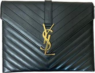 Saint Laurent Pre-owned BO Monogramme V Stitch Chain Shoulder Bag - Femme - Pre-owned - Noir - Taille: ONE Size