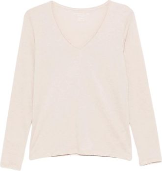 Majestic Filatures T-shirt &agrave; manches longues et col en V - Femme - Tops - Beige - Taille: 42 FR