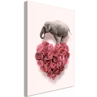OEM Immagine - Amante Delle Rose (1 Parte) - Un Elefante In Un Cuore Di Fiori Su Sfondo Rosa