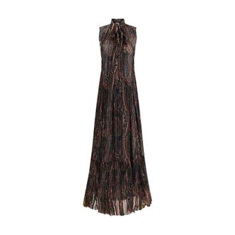 Saint Laurent Paisley Seiden Chiffon Lavalli&egrave;re Kleid - - Dresses - Damen - Mehrfarbig - S