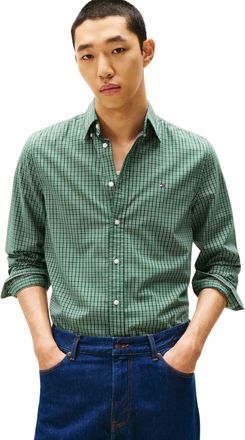 Tommy Hilfiger Herren Hemd Flex Poplin Mini Tartan Regular Fit, Grün (Ornamental Green/Check), XXL