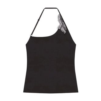 Courr&egrave;ges Asymmetrisches Spitzentop - - Tops - Damen - Schwarzk - M