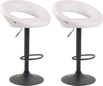 Clp Lot de 2 Tabourets de bar Olinda en similicuir hauteur r&eacute;glable et si&egrave;ge pivotant Blanc Noir