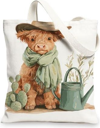 Generic Sacs fourre-tout en toile avec motif animal de la ferme, sacs de courses réutilisables, rustiques, légers et lavables pour lextérieur, les voyages, le