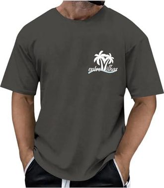 Generic T-shirt dété à manches courtes pour homme - Motif noix de coco - Imprimé - Col rond - Style décontracté - Pour lentraînement, la gym, la course à pied