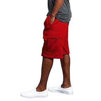 Generic Shorts courts pour hommes Shorts d&eacute;contract&eacute;s &agrave; cinq points Outils droits Ample Poche Pantalon d&eacute;t&eacute; pour hommes, rouge, 3XL
