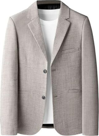 Generic Blazers fins de printemps de couleur unie pour homme - Deux boutons - L&eacute;ger - Coupe r&eacute;guli&egrave;re - Veste de costume daffaires, gris clair, 3XL