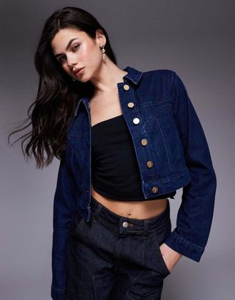 Abrand Honey Pie - Veste en jean boutonn&eacute;e - D&eacute;lavage fonc&eacute;-Bleu marine