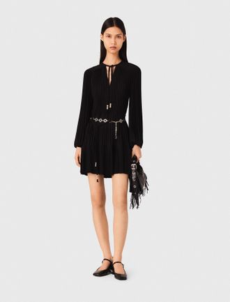 Maje Robe Courte Pliss&eacute;e - Noir - Maje