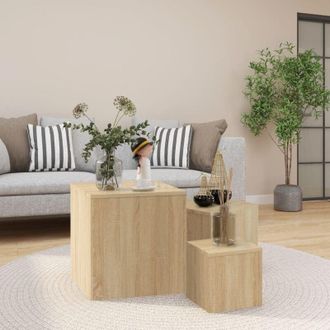 vidaXL Vidaxl - Tables dappoint 3 pcs ch&ecirc;ne sonoma - Agglom&eacute;r&eacute; durable - Dimensions : 45x45x45 cm, 35x35x35 cm, 24x24x24 cm - Assemblage requis