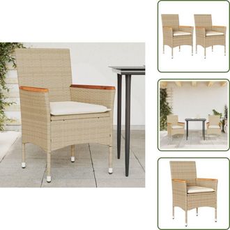 vidaXL The Living Store Gartenst&uuml;hle mit Kissen 2 Stk. Beige Poly Rattan - Gartenst&uuml;hle - Outdoor M&ouml;bel - Gartenm&ouml;bel - Rattan Gartenst&uuml;hle - Beige