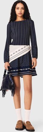 Maje Plissiertes Kleid Mit Print - Marine Pois Bandana Print - Maje