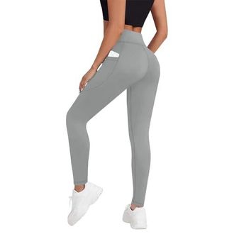 Generic Legging de fitness pour femme - Avec poches - Opaque - Pantalon de yoga - Noir - Stretch - Taille haute - Pantalon de sport - Pantalon de course - Pus