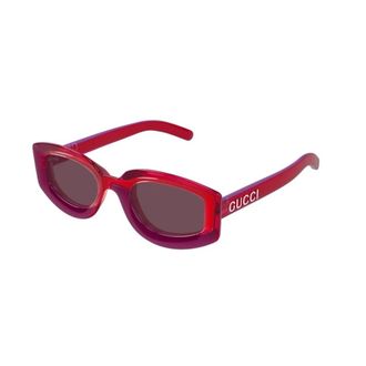 Gucci Oval Sonnenbrille - - Accessories - unisex - Rot - 51 MM