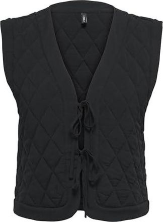Only Onlnovella Quilt S/L Tie Vest WVN, Noir, S Femmes