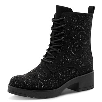 Marco Tozzi Marco Tozzi Damen Stiefeletten zum Schnüren mit Blockabsatz Glitzerdetails, Schwarz (Black), 37 EU