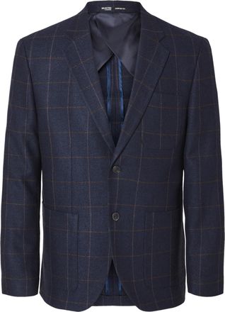 Selected Selected Homme Herren Slhslim-Dallas Wool Check BLZ Noos Blazer, Navy Blazer, 50 EU